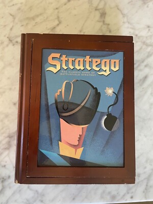 STRATEGO VINTAGE GAME COLLECTION WOODEN LIBRARY BOOK SHELF WOOD BOX ...