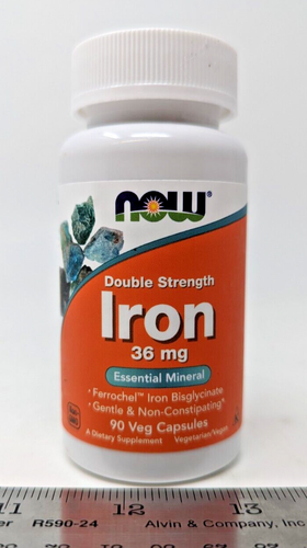 NOW Foods Double Strength Iron 36 mg 90 Veg Caps EXP 12/2025 NEW Free ...