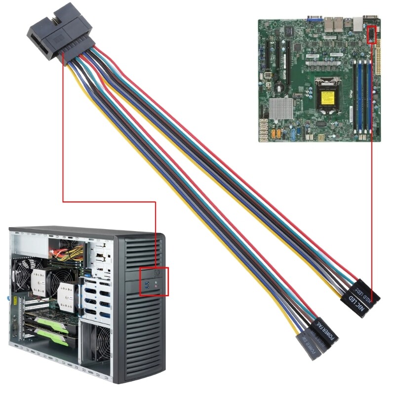 Multi Functional Supermicro Front Panel Adapter Cable For Computer Case ...