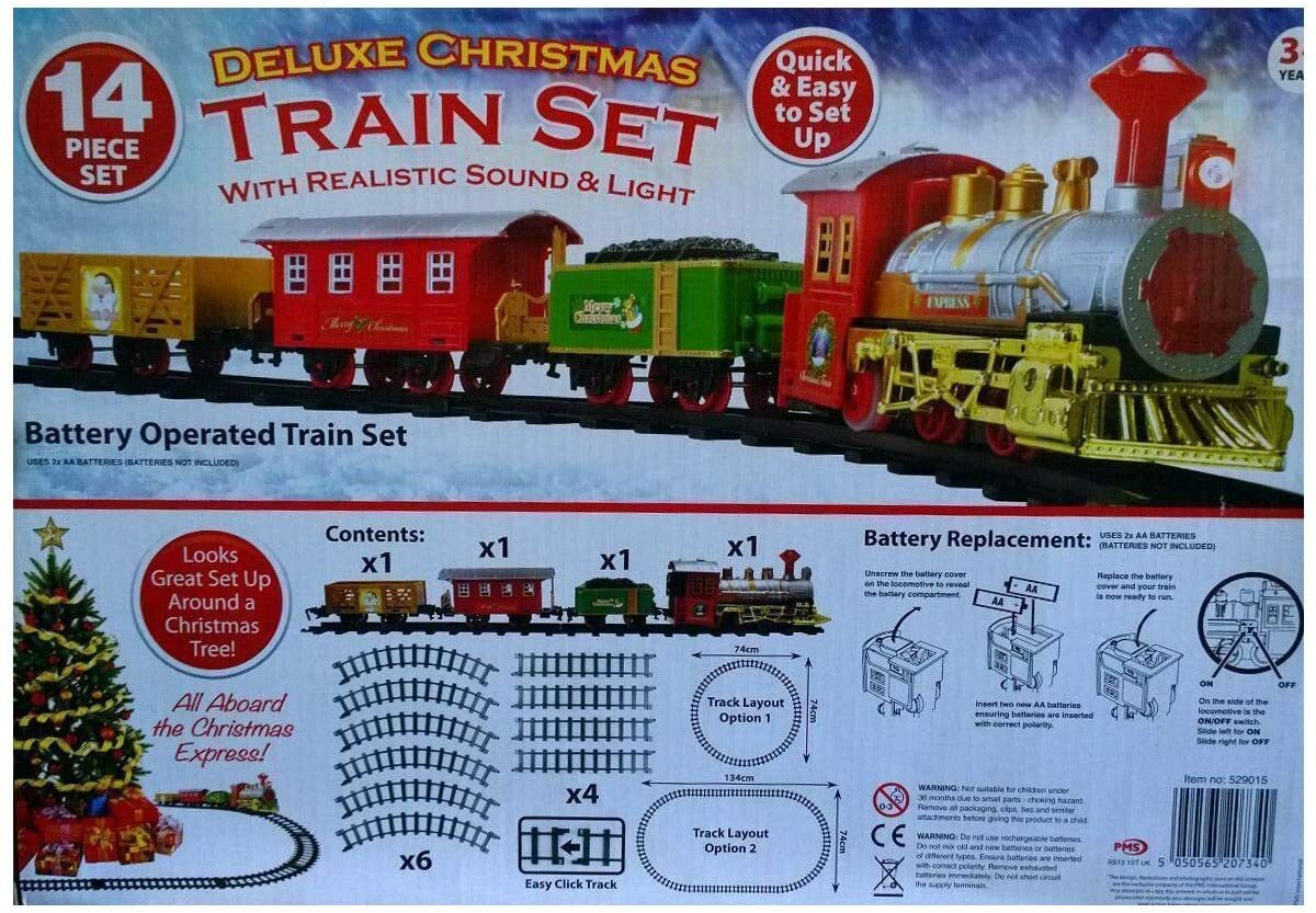 Christmas Express Holiday Train Set with Light & Sound - 14 Pieces Gift ...