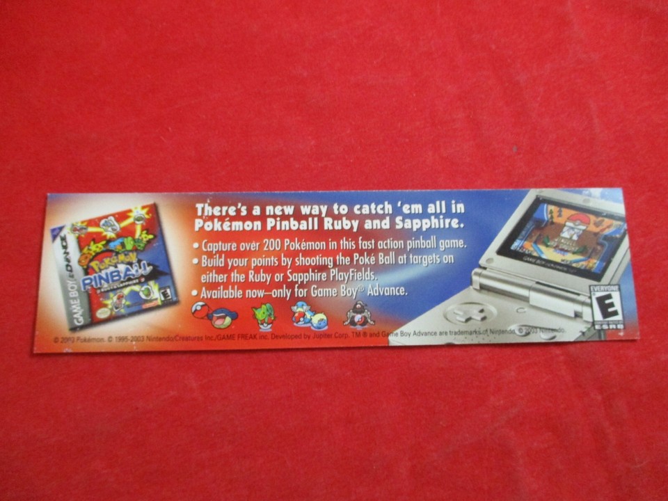 Latias Pokemon Pinball Ruby & Sapphire Nintendo Game Boy Advance Promo ...