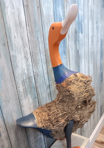 Fair Trade Bamboo Root Wooden Runner Duck Decoy Figure Animal Garden ...