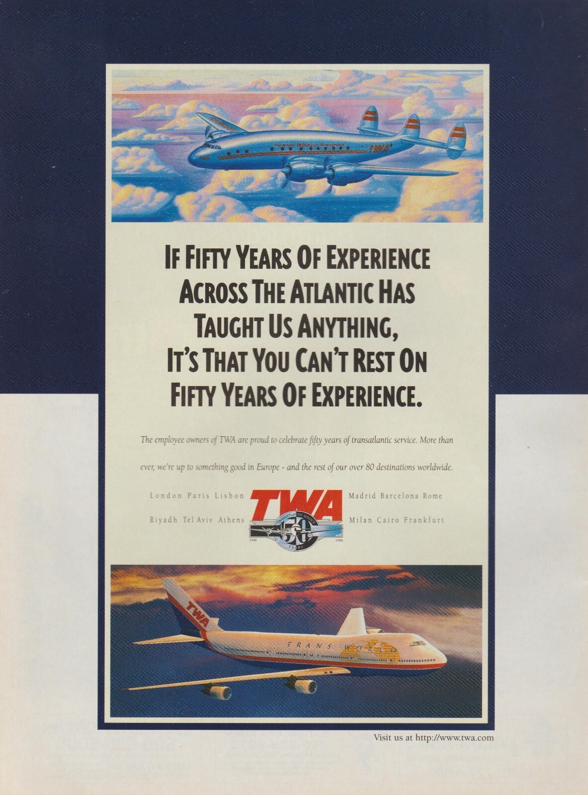 1996 TWA Airlines - "Fifty Years Of Experience" - Jet Then & Now ...