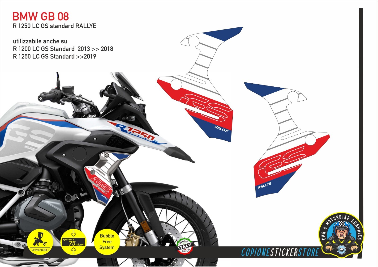 Adesivi Fianchetti alluminio Moto BMW R 1250 gs LC standard RALLYE- BMW ...