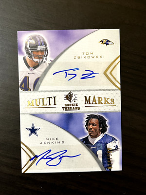 Tom Zbikowski Mike Jenkins 2008 SP Rookie Threads Multi Marks Dual Auto ...
