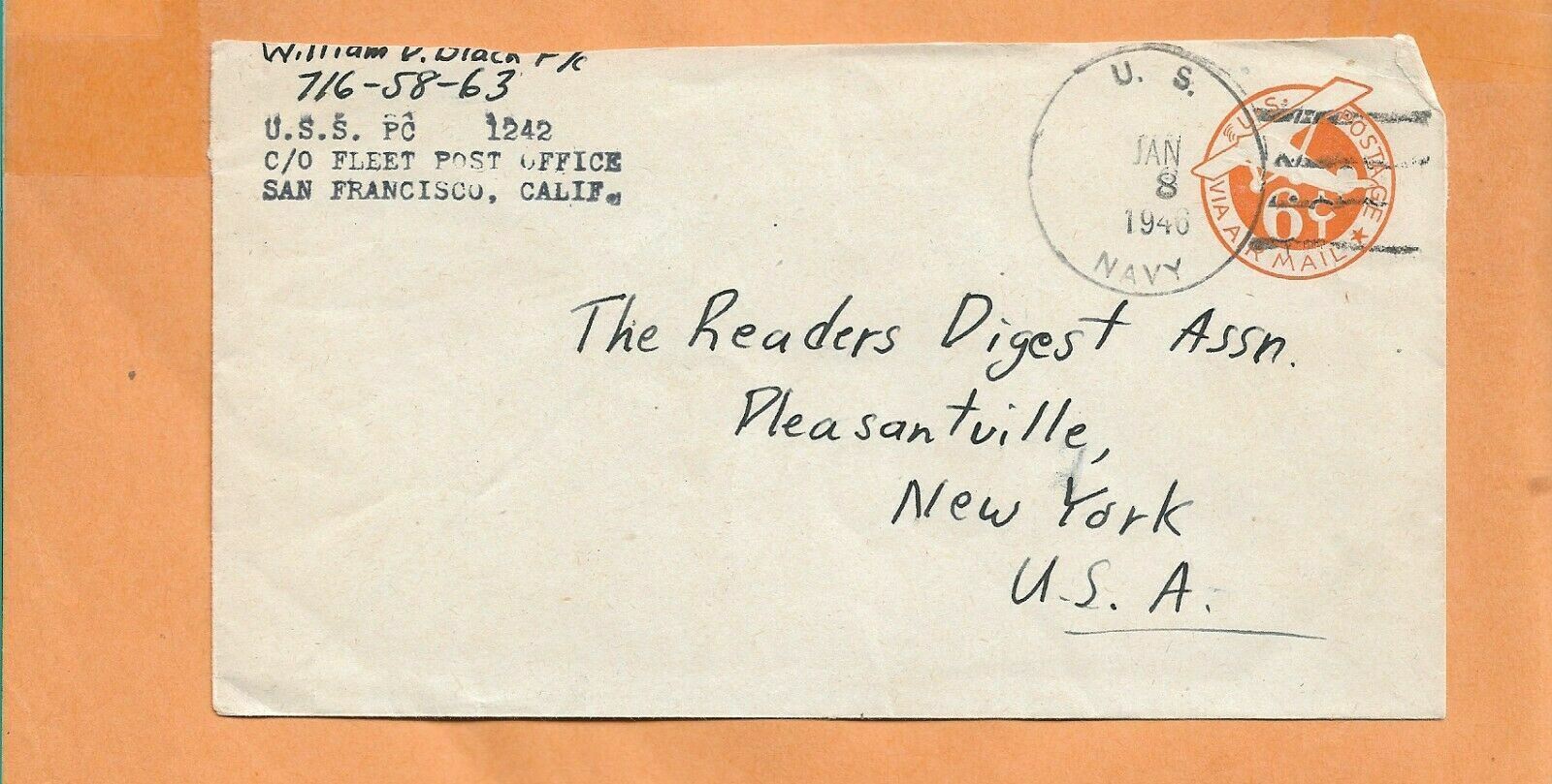 WORLD WAR II MILITARY MAIL U.S.S. PC 1242 1946 CENSORED | eBay