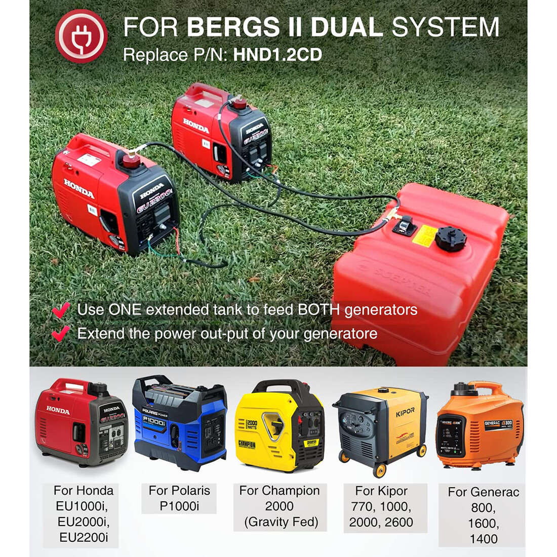 For Honda EU1000i / EU2000i / EU2200i HND1.2CD Dual System Extended Run ...