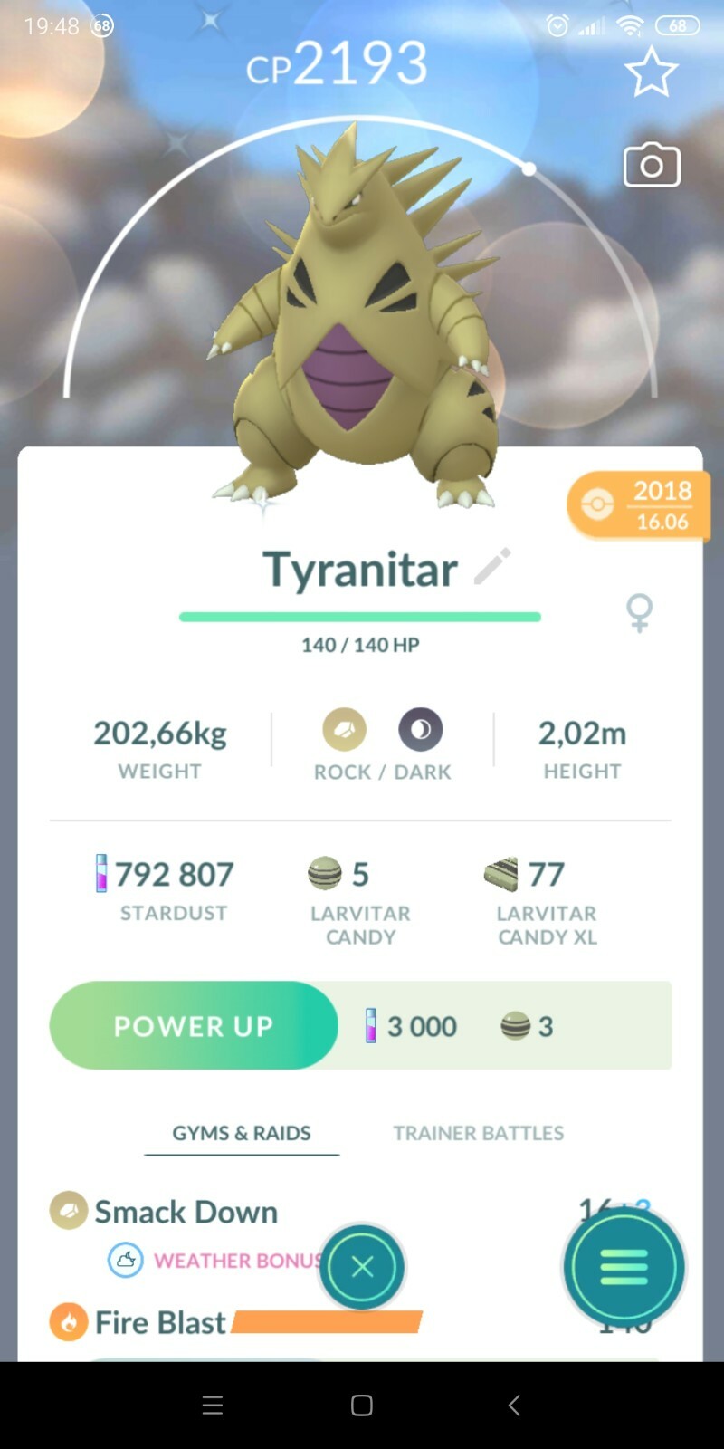 Shiny Tyranitar with Smack Down! Pokemon GO Trading only from 2023 | eBay