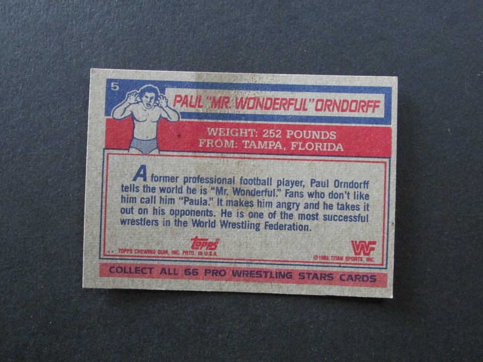 1985 Topps WWF Card #5 Paul Mr. Wonderful Orndorff 2nd Listing | eBay