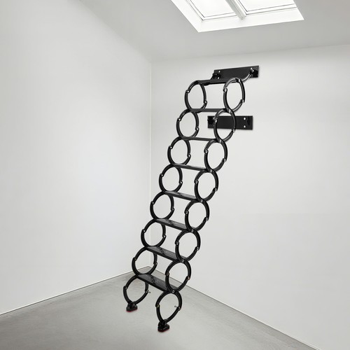 8 Steps Wall Mounted Retractable Ladder Pull Down Telescoping Step ...