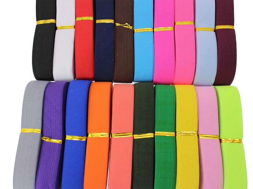Flat Striped Elastic Band 40 Yards 20mm 3/4 Inch Heavy Stretch Mixed ...