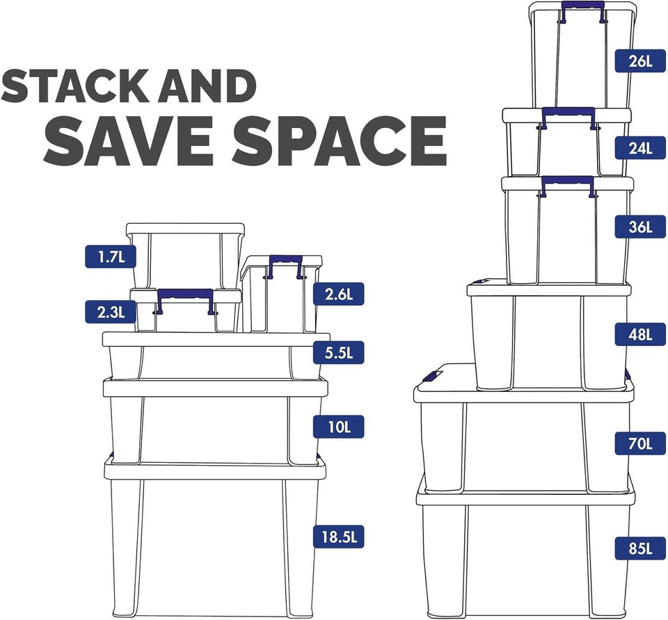 Plastic Storage Box with Lids 2 x 70L BANKERS BOX ProStore Strong Boxes ...