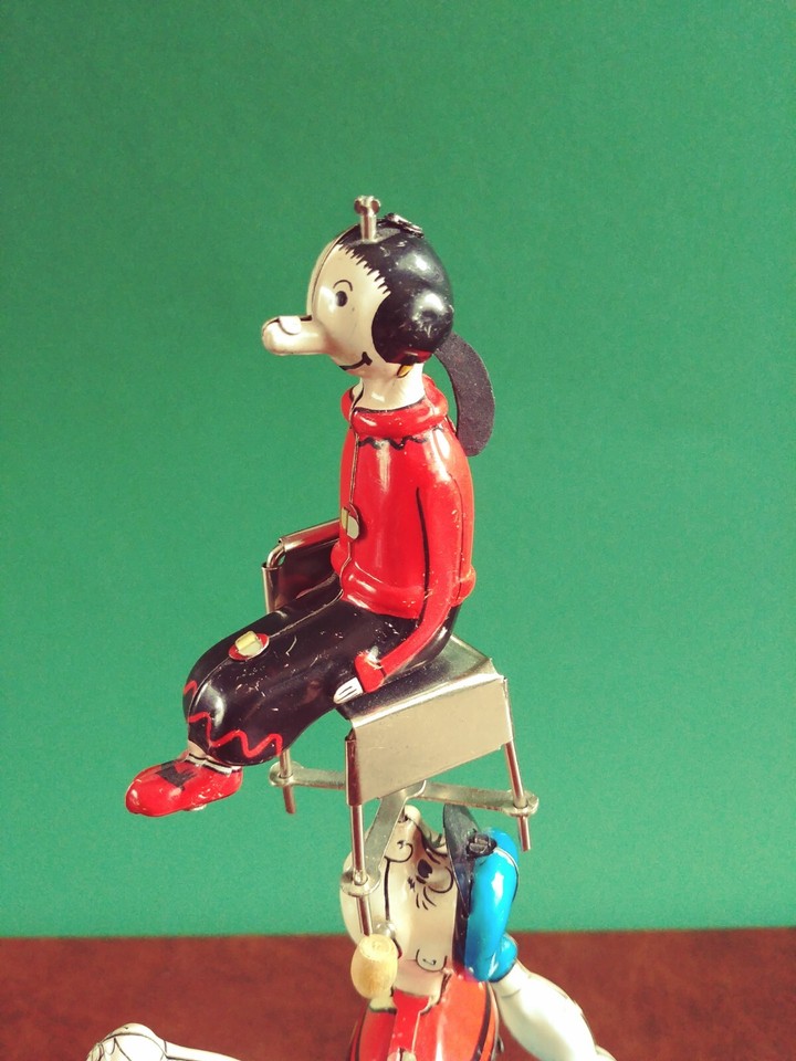 Rare Linemar Tin Wind-up Juggling Popeye and Olive Oyl Tinplate w/ Or ...