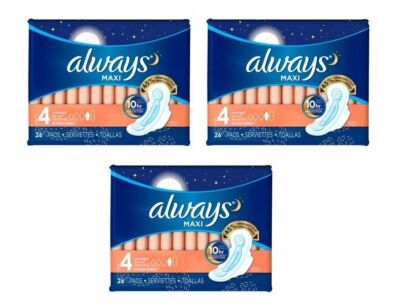 BL Always Pads Size 4 Maxi 26 Count Overnight (51519)PCK OF 3 | eBay