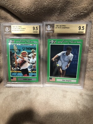 Pete Sampras and Andre Agassi 1991 Netpro Rookie Cards BGS 9.5 | eBay