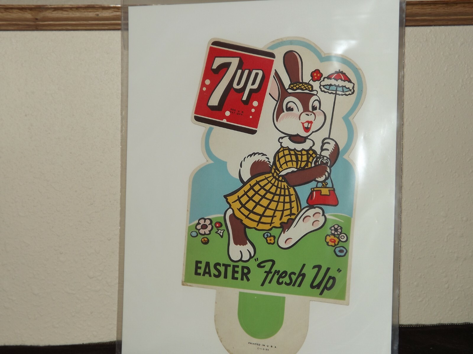 1954 Fresh Up 7UP Easter Bunny Bottle Hanger Sign Unused | eBay
