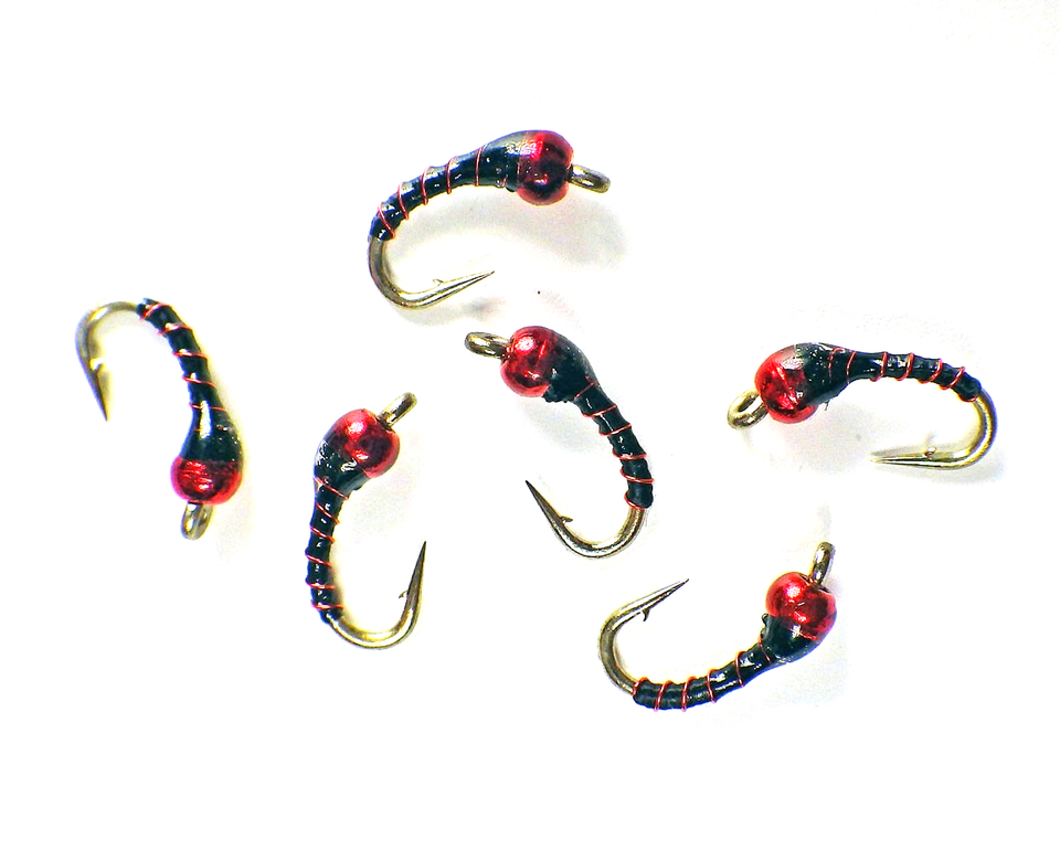 Zebra Midge Tungsten Nymphs Black and Red - Premium Trout Fly Fishing ...