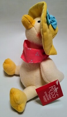 Russ Yellow Duck W/ Yellow Hat Plush Stuffed Toy 8" Sitting #27914 New ...