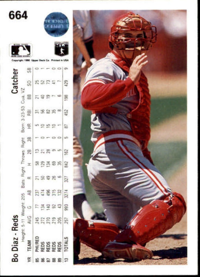 1990 Upper Deck #664 Bo Diaz Reds | eBay