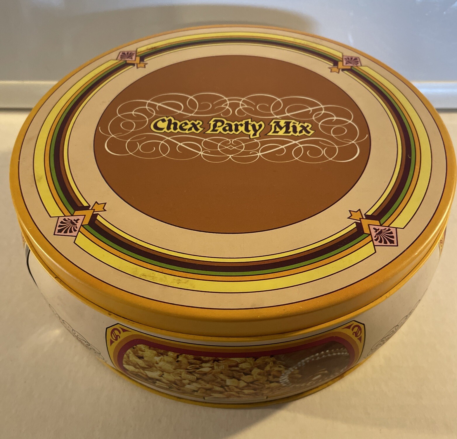 Vintage 1980 Chex Party Mix Four Season 8.5” Round Tin w/ Lid | eBay
