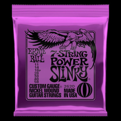 Ernie Ball Power Slinky 7-String Nickel Wound Electric Guitar Strings ...