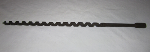 14 INCH OLD ANTIQUE WOOD BORING AUGER LARGE LONG DRILL BIT WITH SQUARE ...