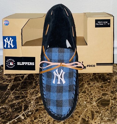 New York Yankees Moccasin FOCO Blue MLB Loafer Slippers Shoes Men Size ...