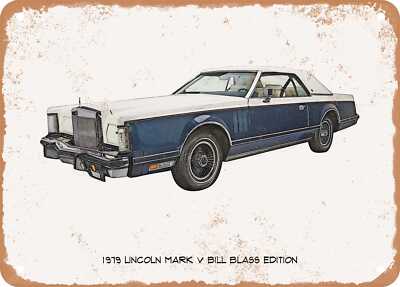 Classic Car Art - 1979 Lincoln Mark V Pencil Sketch - Rusty Metal Sign ...