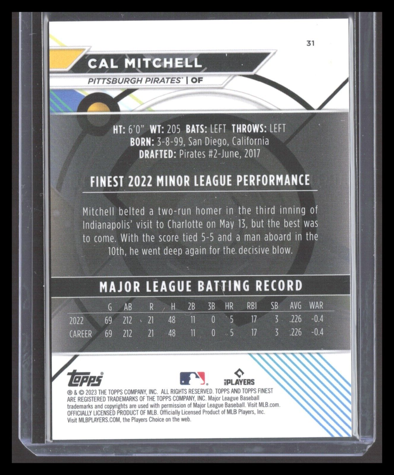 2023 Topps Finest CAL MITCHELL Purple Refractor /250 #31 Rookie RC ...