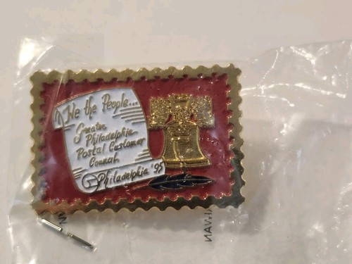 Vtg Philadelphia Stamp Pin USPS PCC Liberty Bell We The People 1995 NEW ...