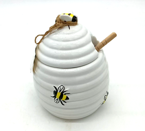 Market Finds Ceramic Bee Hive Honey Pot With Honey Drip | eBay
