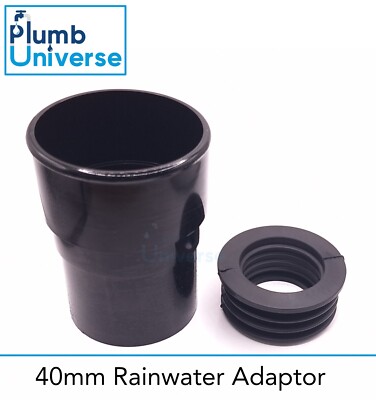 68mm Round Gutter Down Pipe 40mm Adaptor - Coupler + Rubber Bung For ...