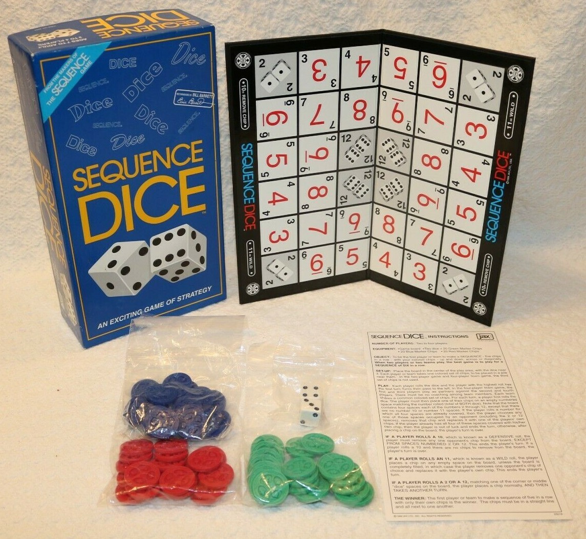 Sequence Dice Board Game of Strategy Ages 7-Adult 2-4 Players JAX, Open Box | eBay