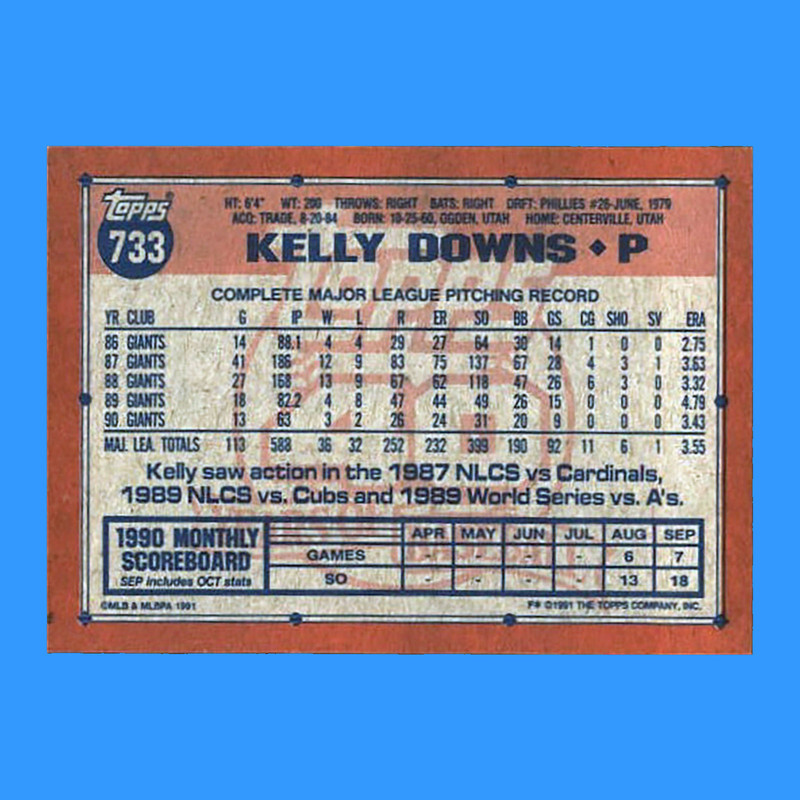 1991 Topps Baseball #733 - Kelly Downs [Base] San Francisco Giants NM ...