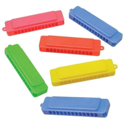 Neon Coloured Harmonica Shape Whistles 6pk Kids Birthday Party Bag ...