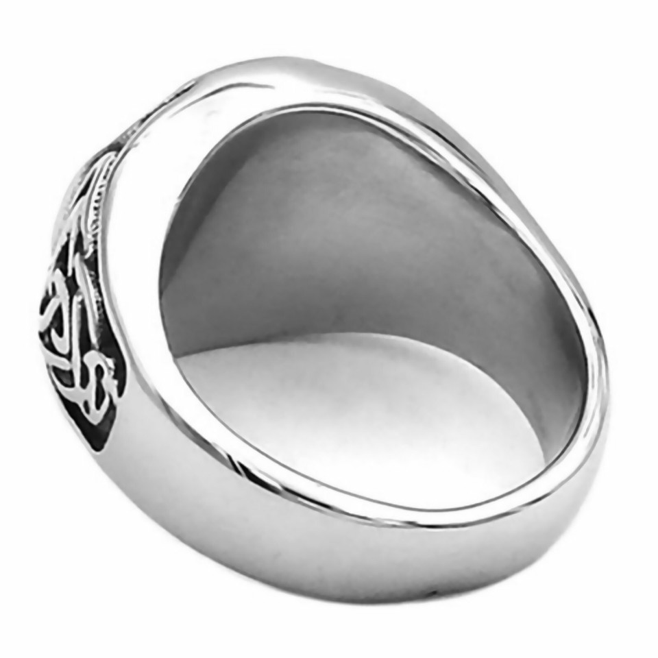 Celtic Cross Signet Ring Mens Womens Stainless Steel Trinity Knot Band ...