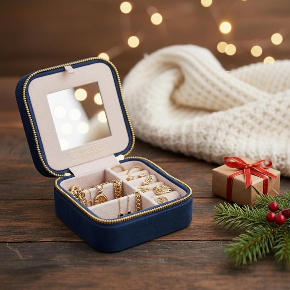 Gorgeous Navy Blue Jewelry Storage Box with Zipper – Ideal Birthday ...
