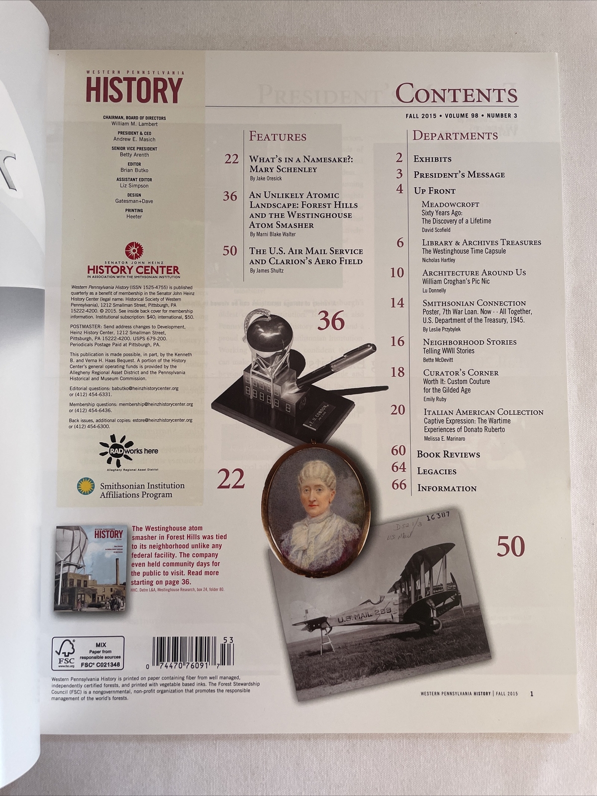 2015 Fall, Western Pennsylvania HISTORY Magazine, MARY SCHENLEY (MH262 ...