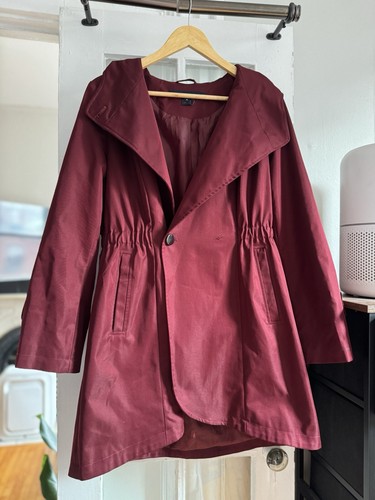 French Connection Burgundy/Red Wine Trench coat windbreaker - size M | eBay