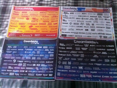 CREAMFIELDS FESTIVAL LINE-UP 2016 2017 2018 2019 - poster / magnet ...