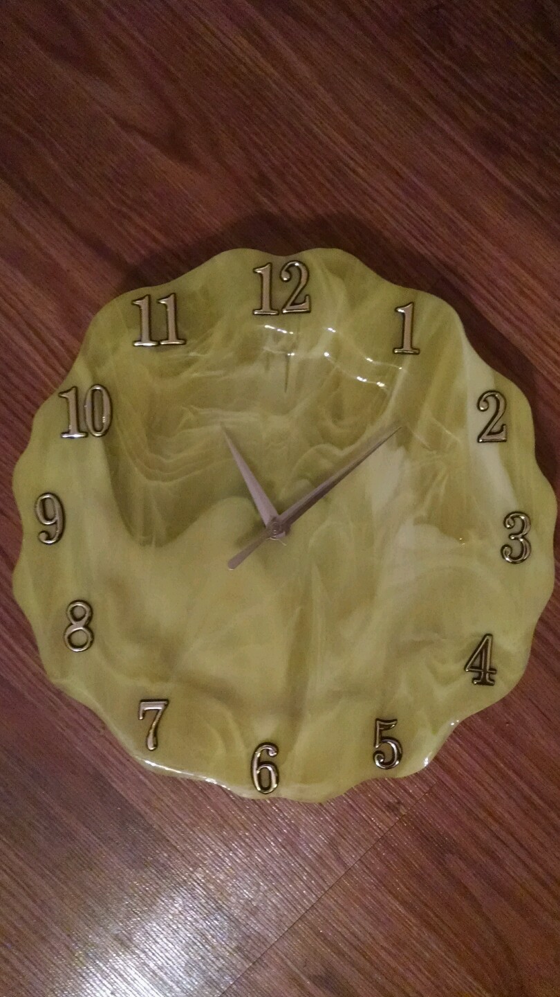 Gorgeous Swirling Yellow Stained Glass Dinner Plate Size Clock !! | eBay