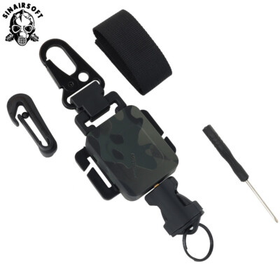 Tactical Retractable Metal Steel Key Ring Chain Nylon Rope Belt Clip ...
