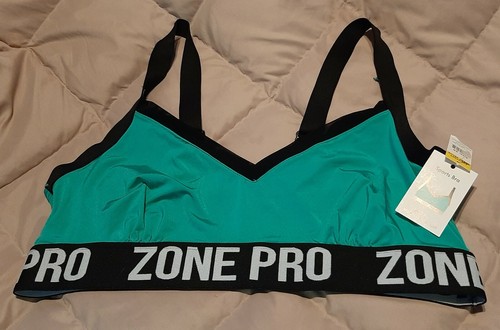 NWT ZONE PRO Teal and Black Pull Over Style SPORTS BRA Women's Plus 2XL ...