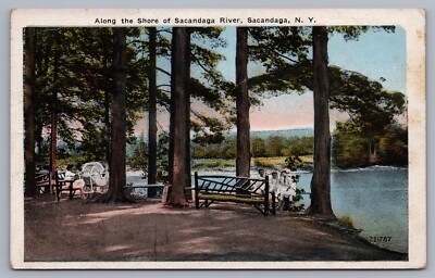 Along Shore Sacandaga River Sacandaga NY New York Adirondacks Postcard ...
