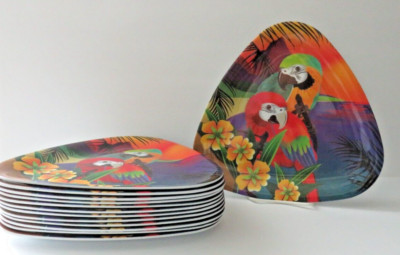 Parrots Rainforest Tropical Bird Melamine Summer Picnic Plates FUN ...