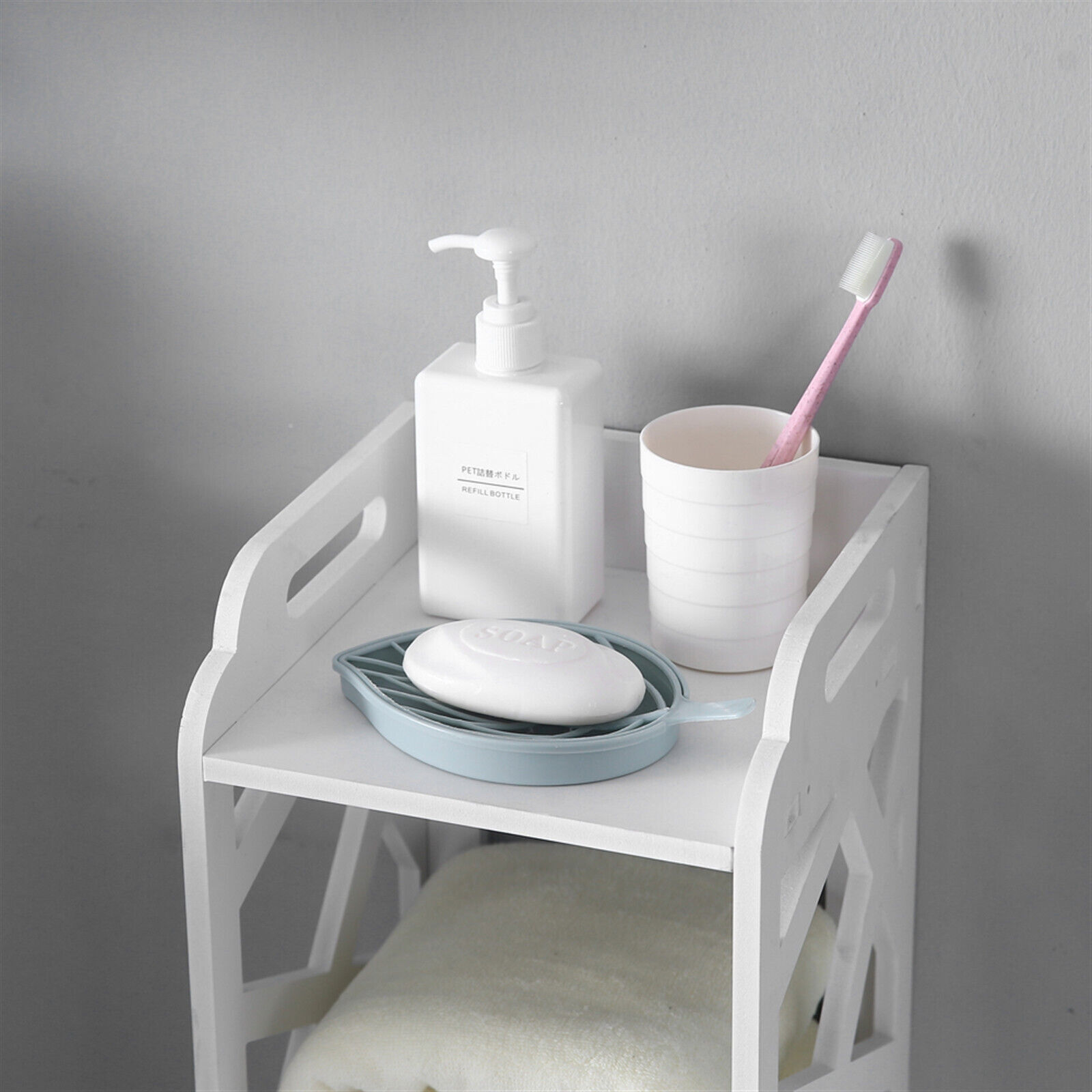 US 3-Tier Bathroom White Wood Storage Cabinet Stand Rack 31" Shelf with ...