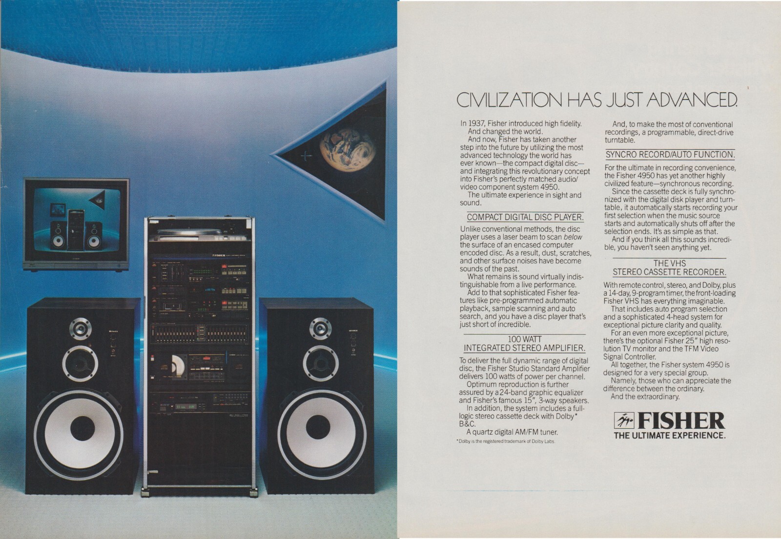 1983 Fisher Home Stereo - Civilization Has Just Advanced - 2 Page Print ...