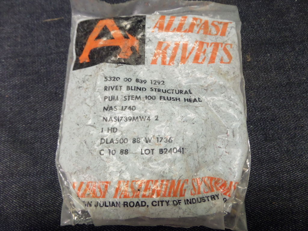 ALLFAST RIVETS 5320 00 839 1292 RIVET BLIND STRUCTURAL PULL STEM 100 EA ...