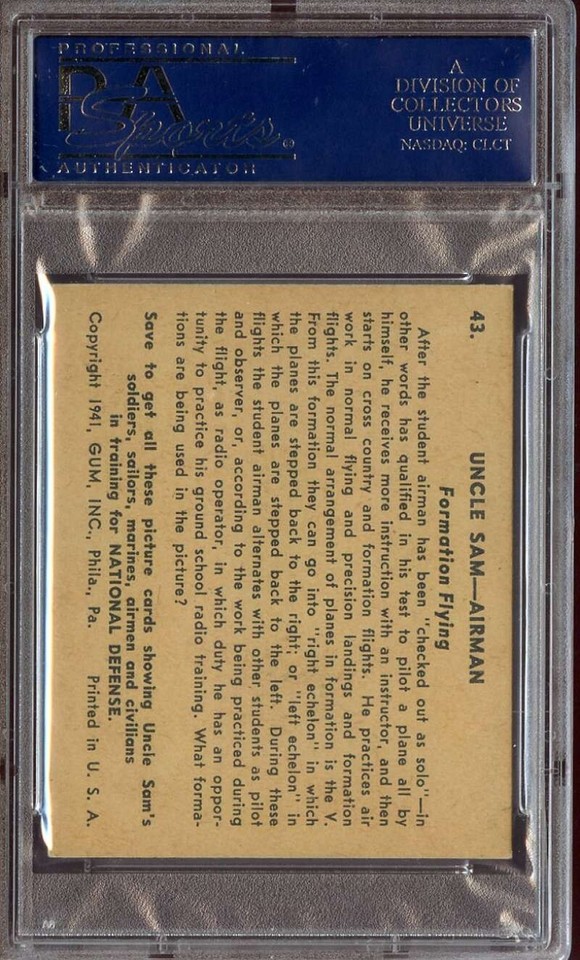 1941 UNCLE SAM (R157) #43 FORMATION FLYING PSA 6 *DS11941 | eBay