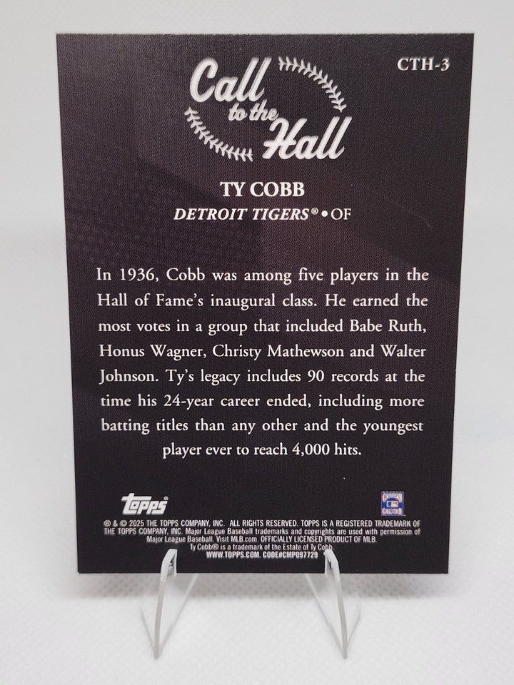 Call to the Hall Inserts 2025 Topps 2 Card Lot Ty Cobb/Johnny Bench | eBay